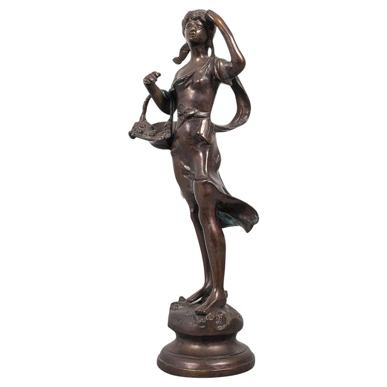 Tall Antique Female Statue, Italian, Bronze, Sculpture, Girl, Victorian ...