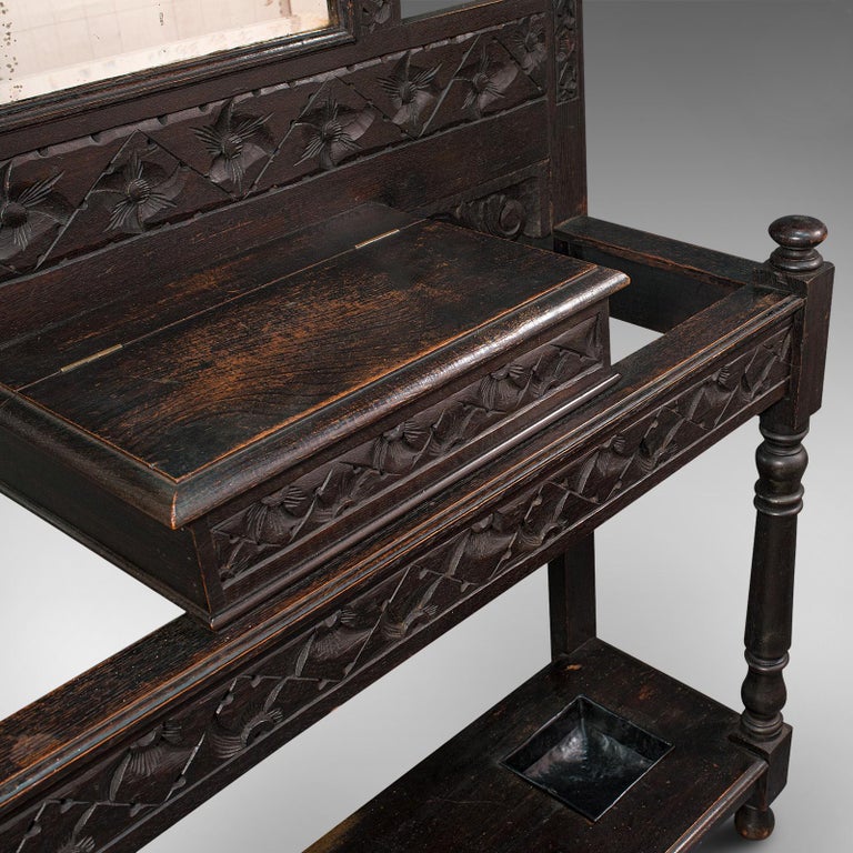 Tall Antique Hall Stand, English, Oak, Mirror, Coat Rack, Chinoiserie ...