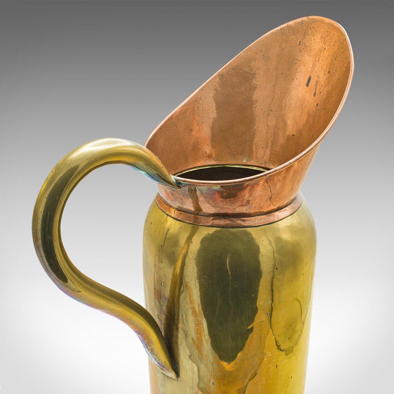 Tall Antique Pouring Jug, English, Brass, Copper, Ewer, Stem Vase ...