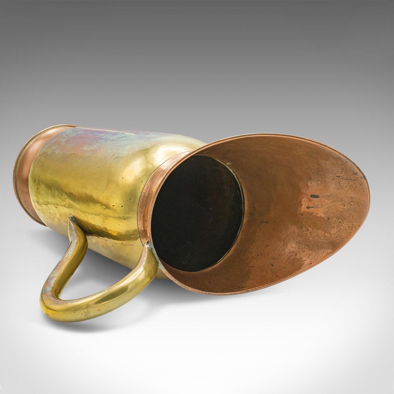 Tall Antique Pouring Jug, English, Brass, Copper, Ewer, Stem Vase ...