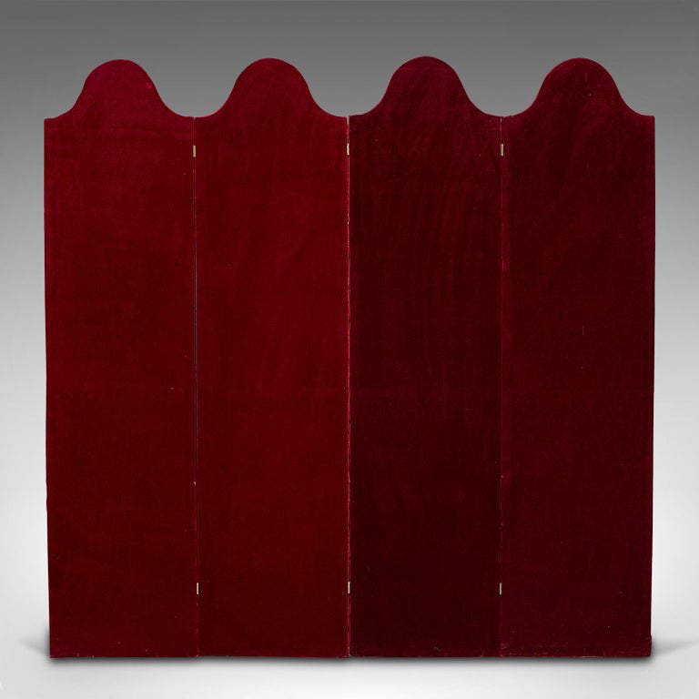 Tall Antique Room Divider, English, Velvet, Boudoir, Privacy Screen ...