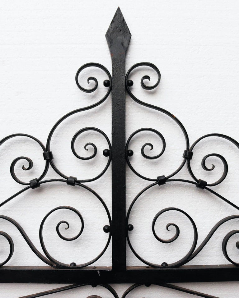 Tall Antique Wrought Iron Pedestrian Gate with Finial For Sale at 1stDibs