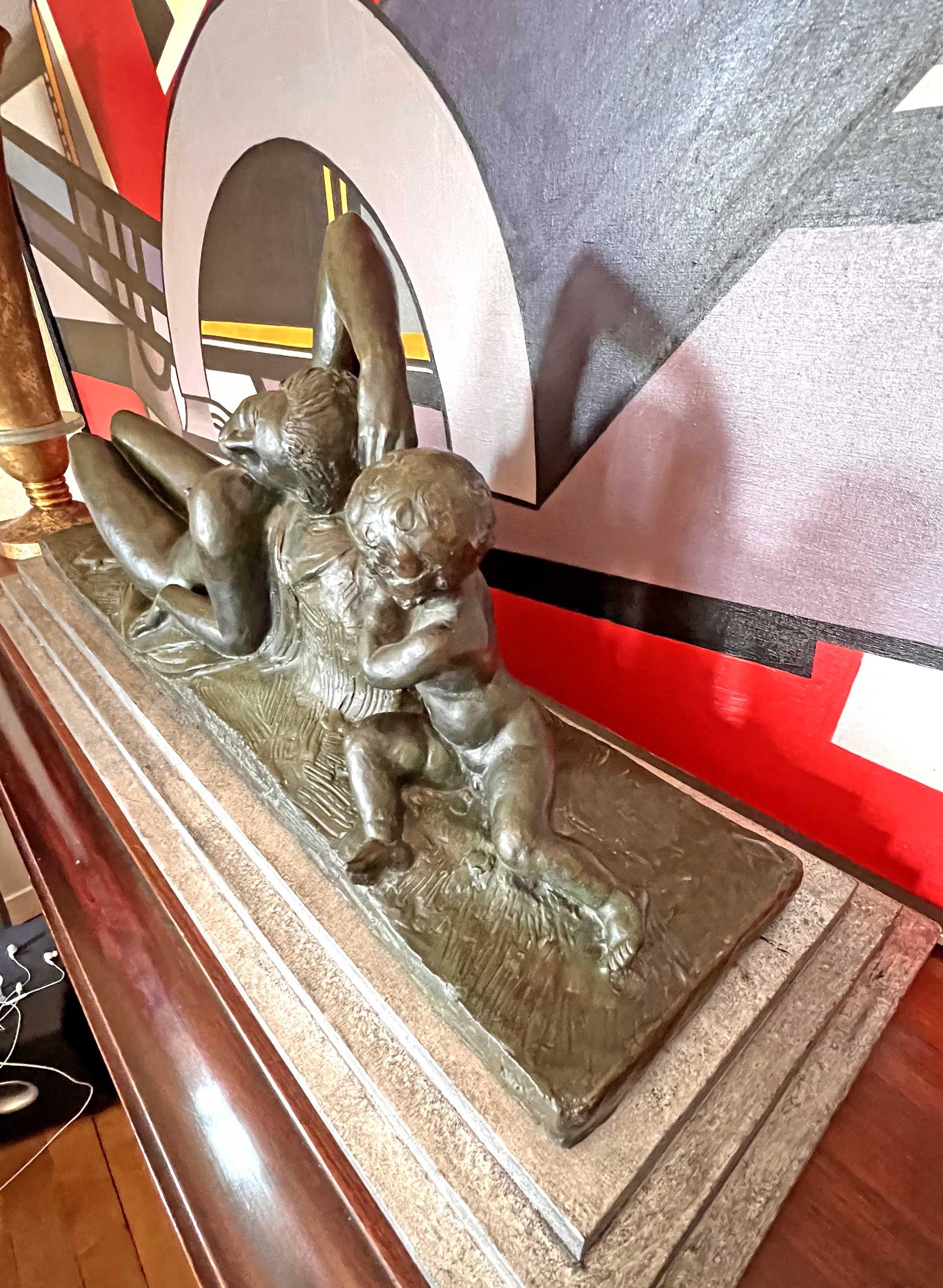 Tall Art Deco Bronze Sculpture by Louis Marcel Botinelly For Sale at ...