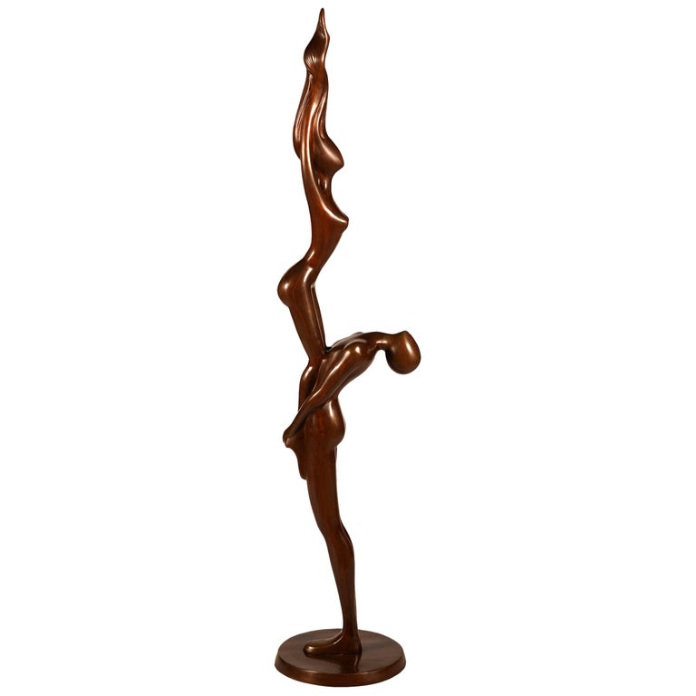 Tall Art Deco Style Bronze Statue of a Young Man and a Young Woman at ...