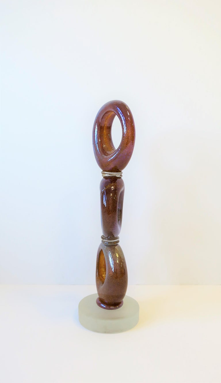 Tall Art Glass Sculpture Piece, circa 2000s at 1stDibs