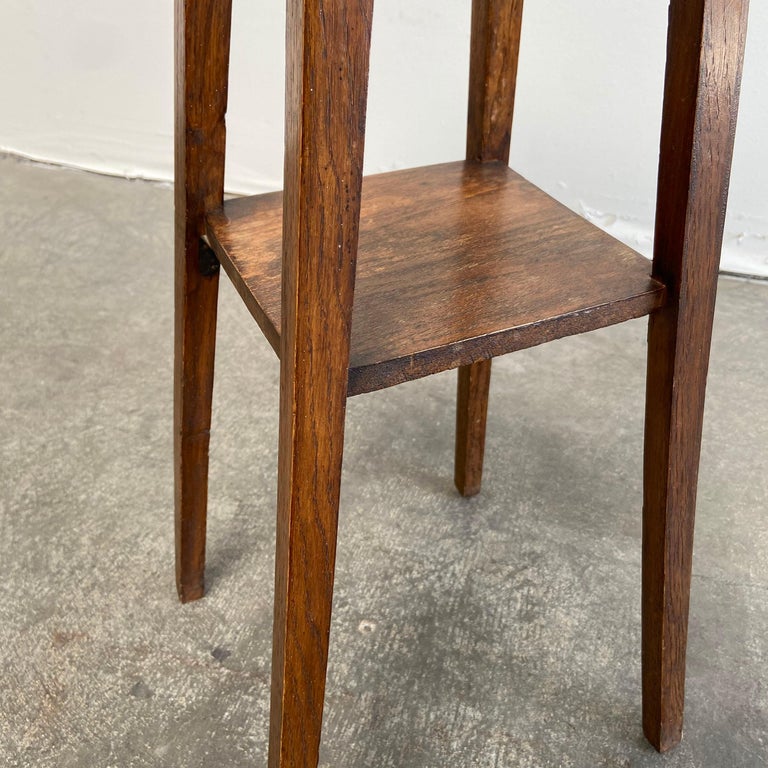 Tall Arts and Crafts Style Antique Oak Stand at 1stDibs