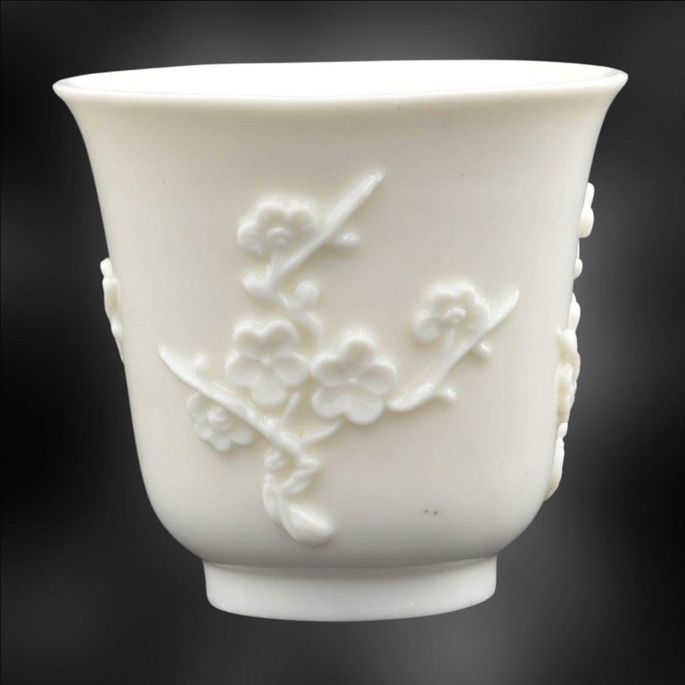 Tall Beaker, Decorated with Prunus, Dehua, C1680 For Sale at 1stDibs