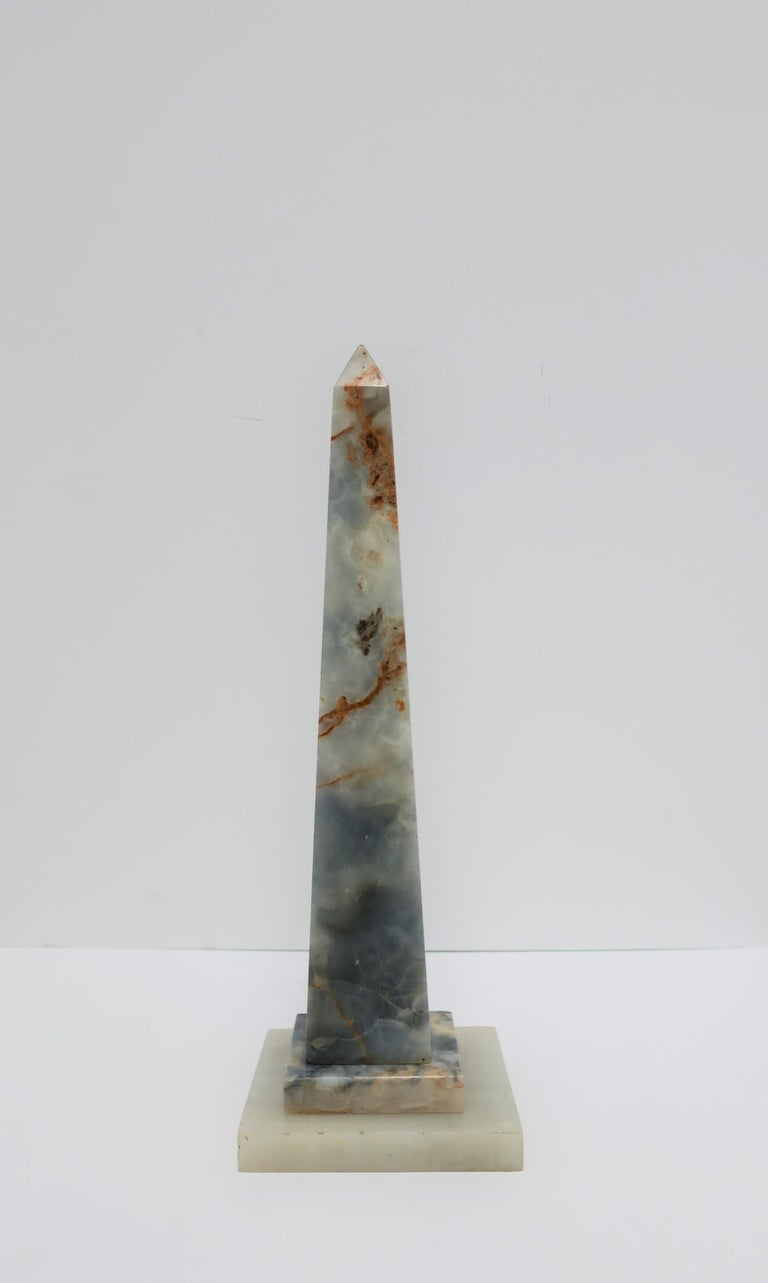 Tall Modern Blue and White Onyx Obelisk at 1stDibs
