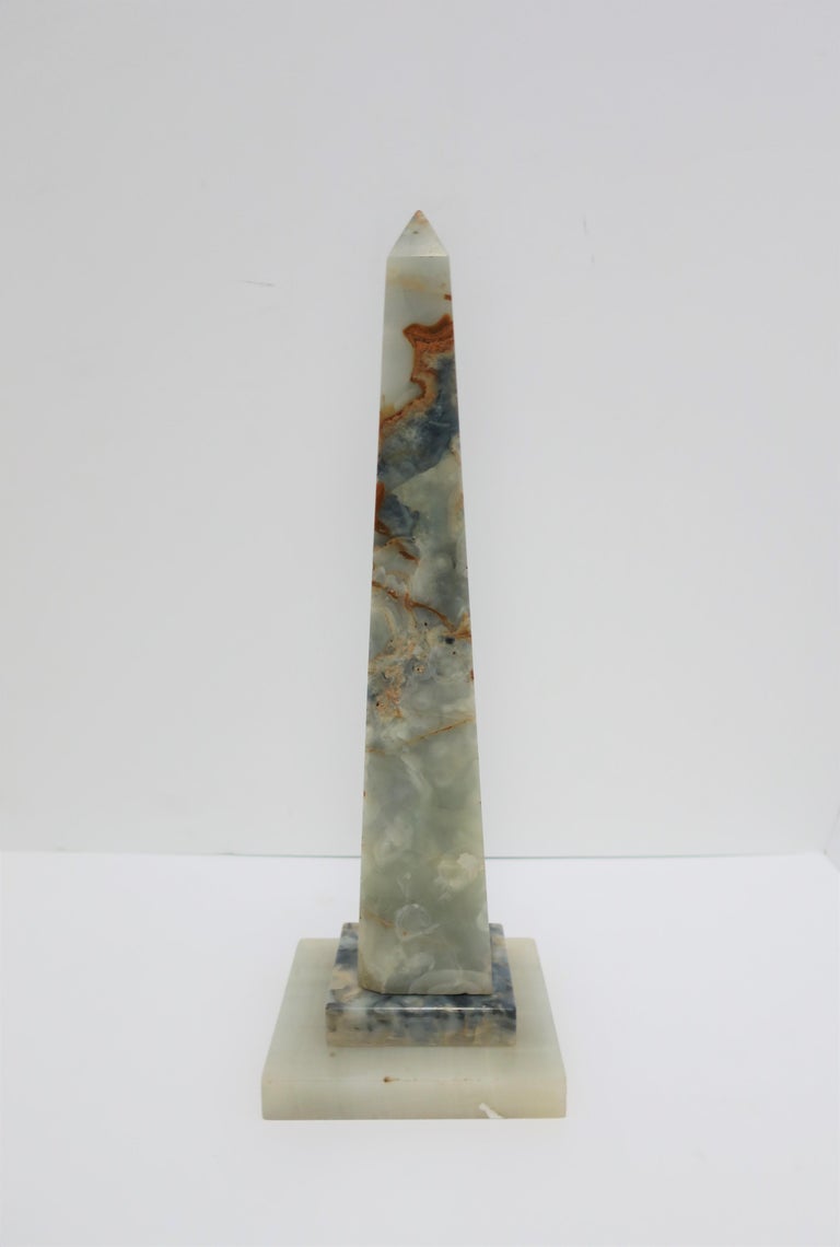 Tall Modern Blue and White Onyx Obelisk at 1stDibs