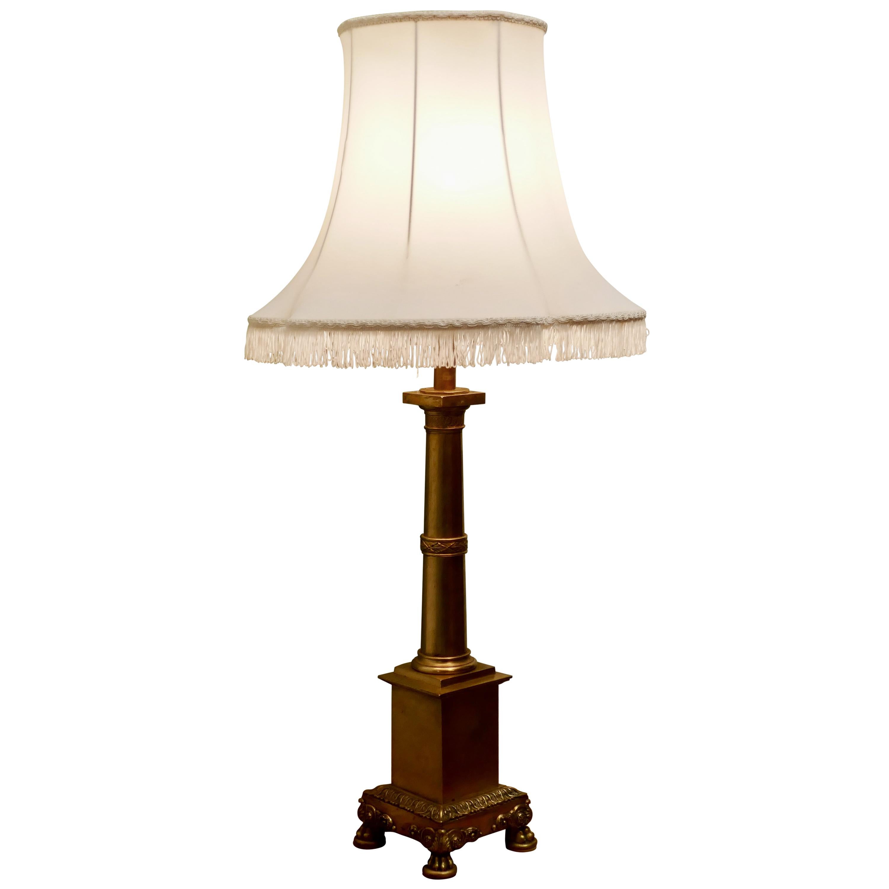 Tall Brass Corinthian Column Table Lamp at 1stDibs