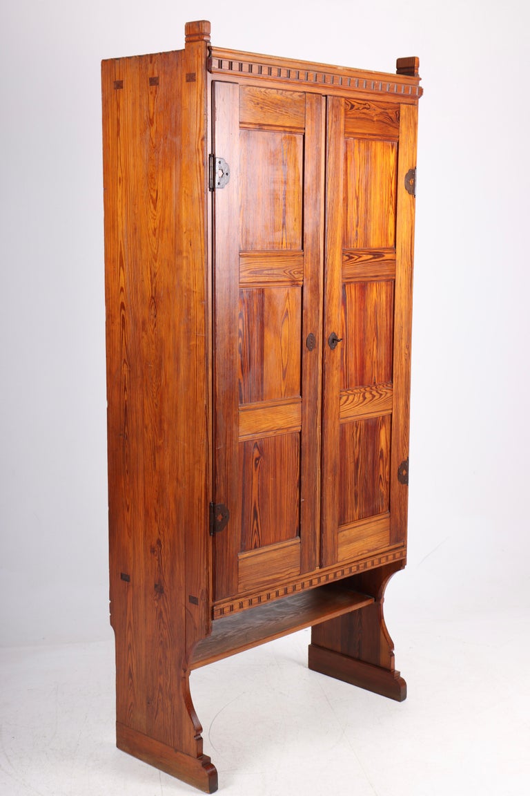 Tall Cabinet in Solid Patinated Pine Designed by Martin Nyrop for Rud ...