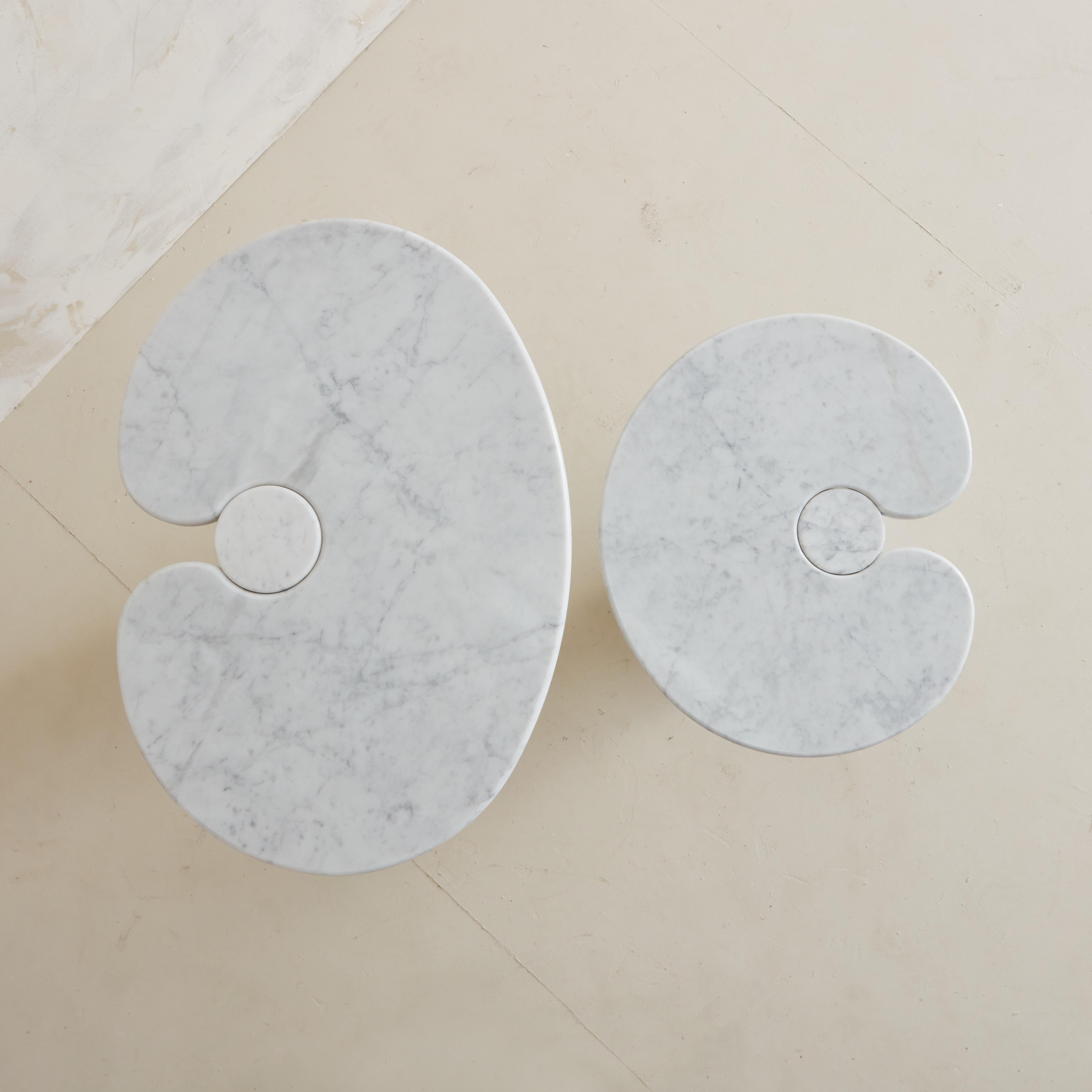 Tall Carrara Marble Italian Side Table in the Style of Angelo ...