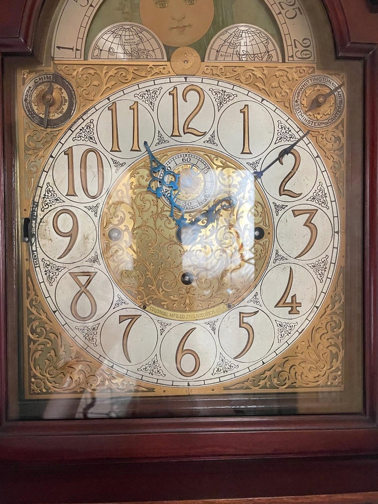 Tall Case Honduras Mahogany 9-Tube Grandfather Clock Colonial ...