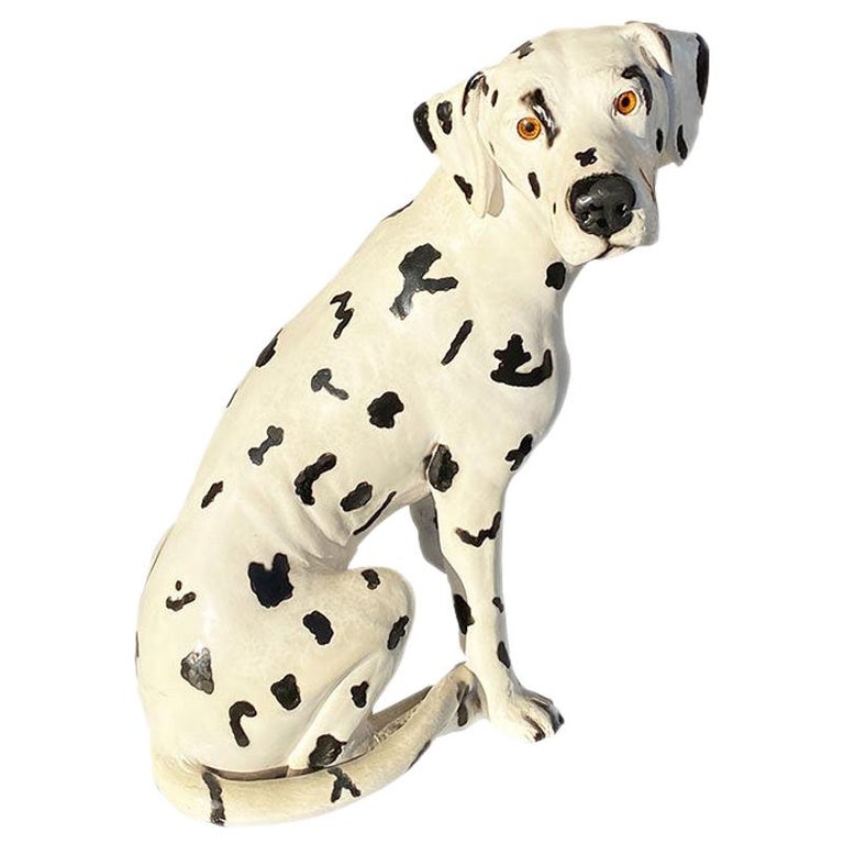 Tall Ceramic Dalmatian Dog Statue in Black and White at 1stDibs