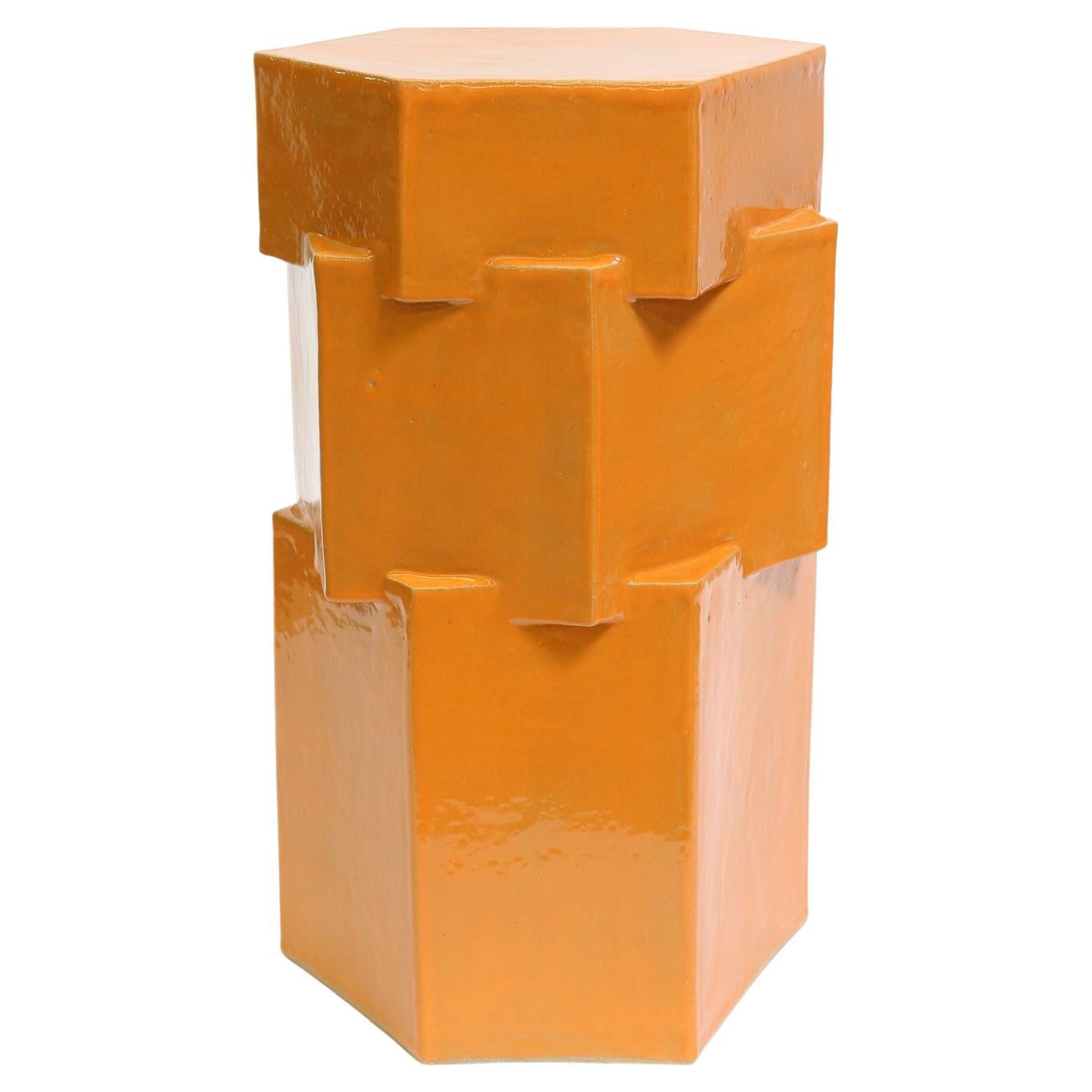 Tall Ceramic Hex Side Table in Sunset Pink by BZIPPY For Sale at 1stDibs