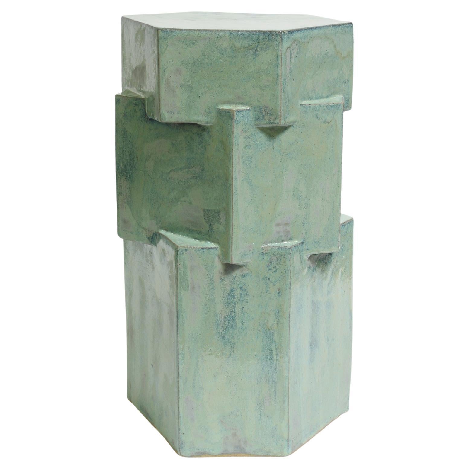 Tall Ceramic Hex Side Table in Sunset Pink by BZIPPY For Sale at 1stDibs