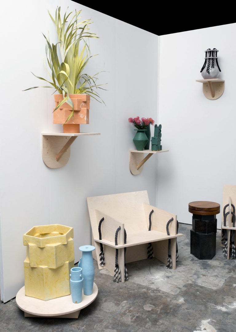 Tall Ceramic Hex Side Table in Palladium by BZIPPY For Sale at 1stDibs