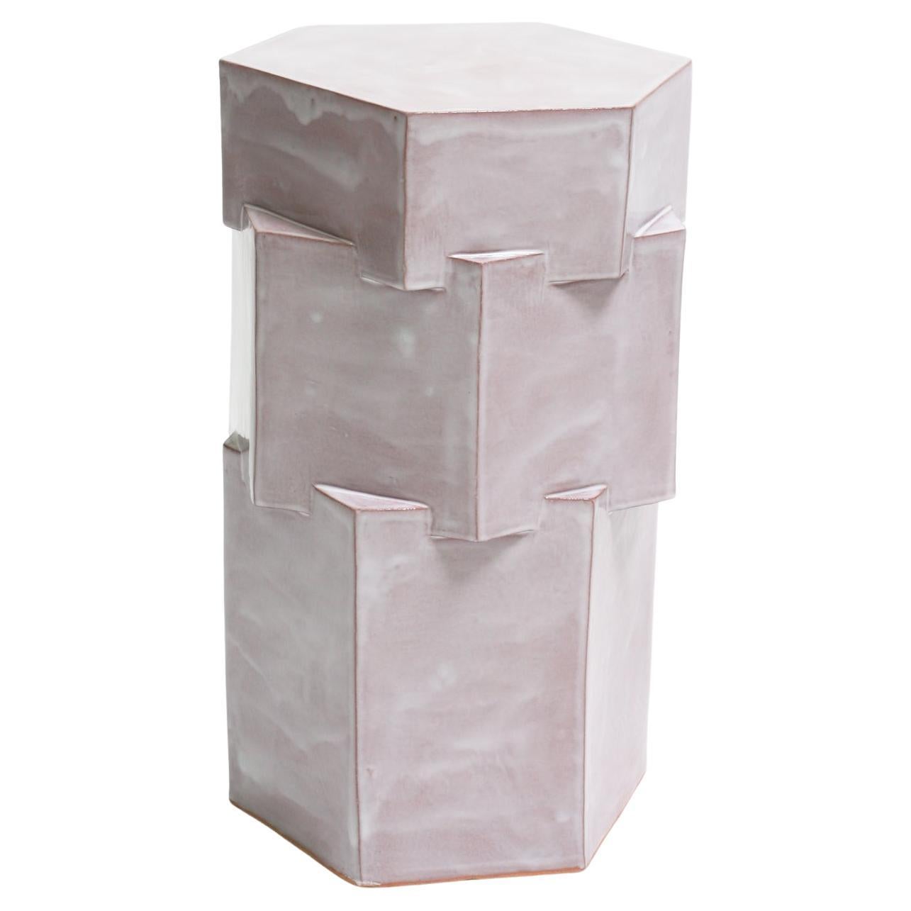 Tall Ceramic Hex Side Table in Royal Danish by Bzippy For Sale at 1stDibs