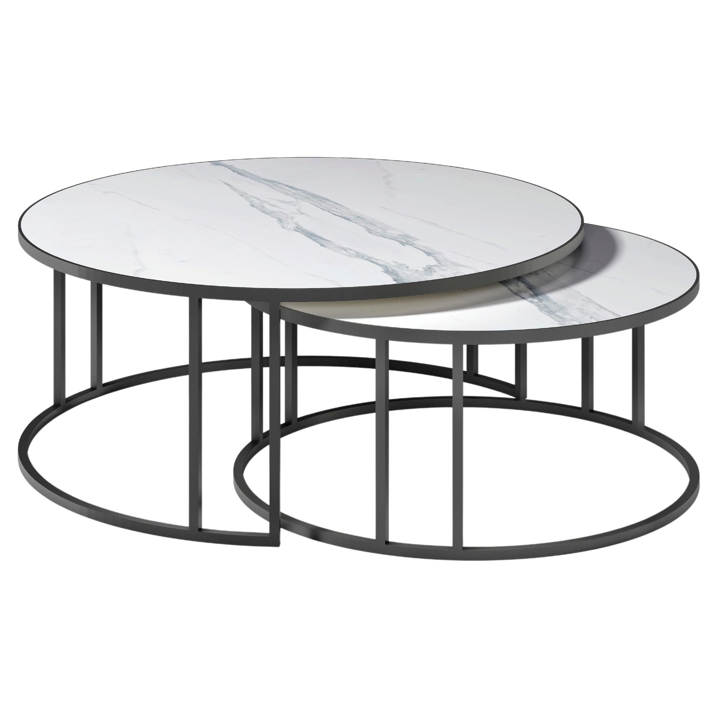 Tall Ceramic Round Coffee Table For Sale at 1stDibs