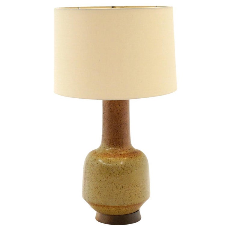Tall Ceramic Table Lamp in the Style of Jane and Gordon Martz, Tan and ...