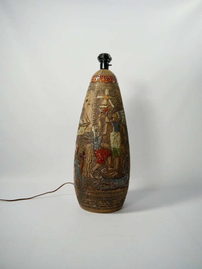Tall Ceramic Table Lamp with Columbus "Santa Maria", by Tilgmans ...