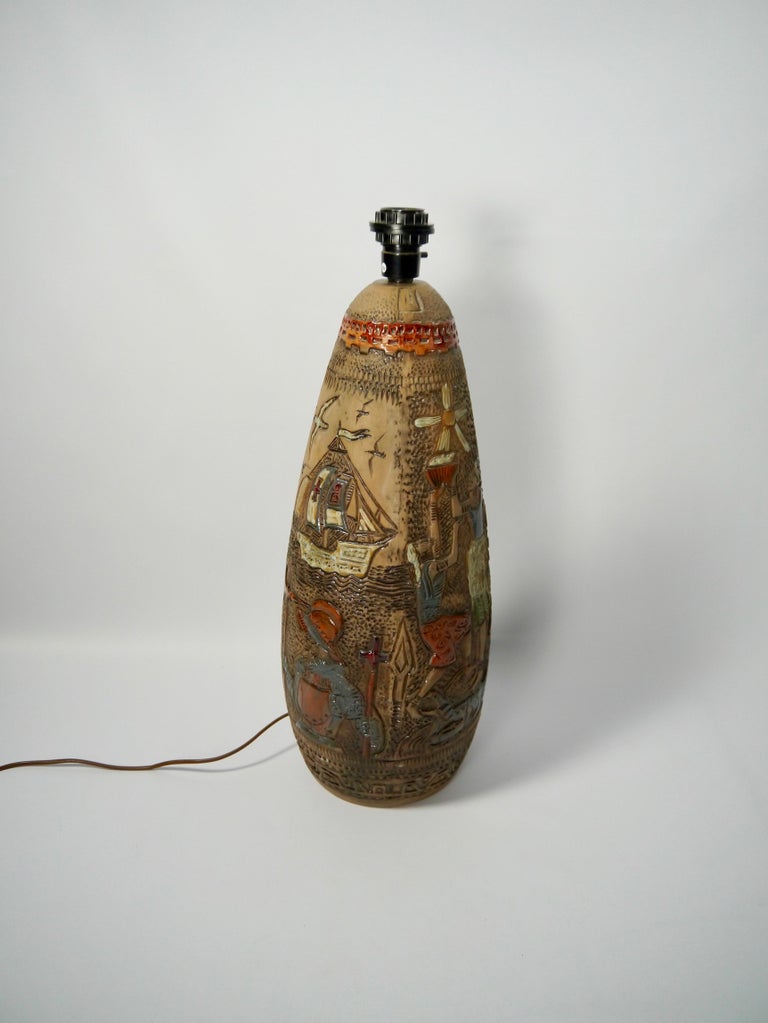 Tall Ceramic Table Lamp with Columbus "Santa Maria", by Tilgmans ...