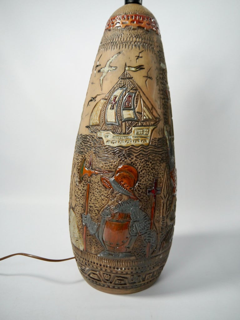 Tall Ceramic Table Lamp with Columbus "Santa Maria", by Tilgmans ...