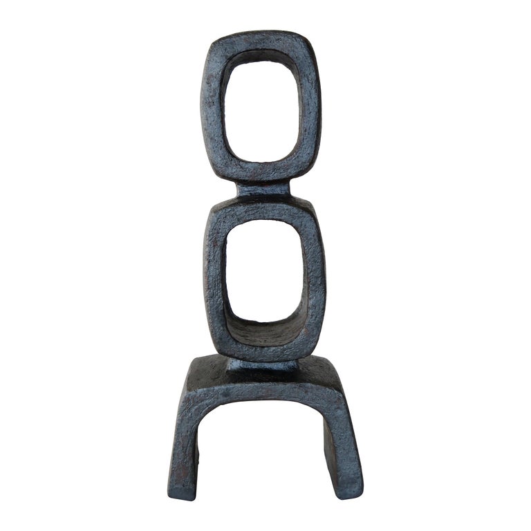 Tall Ceramic TOTEM, Stacked Rectangular Rings on Legs, Hand Built ...