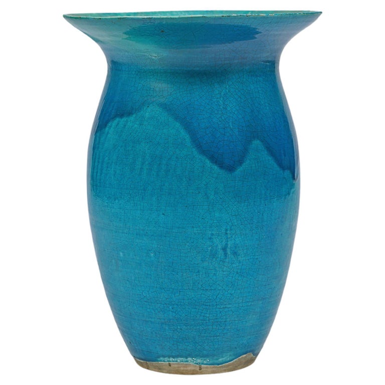 Tall Ceramic Vase "Blue Turquoise" by Jean Besnard For Sale at 1stDibs