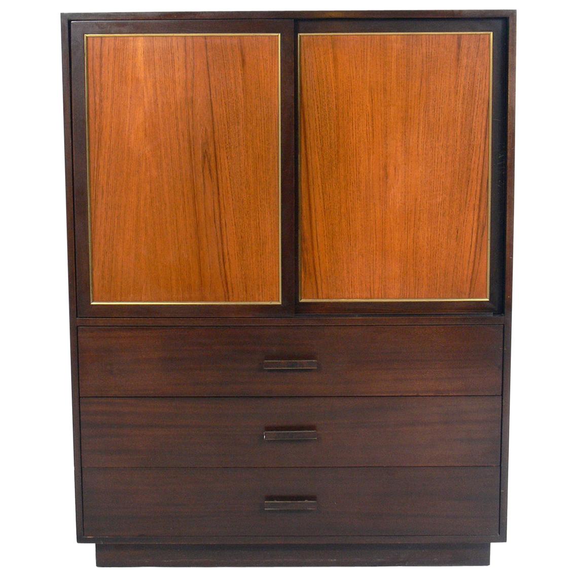 Harvey Probber Double Chest and Vanity with Leather and Brass For Sale ...