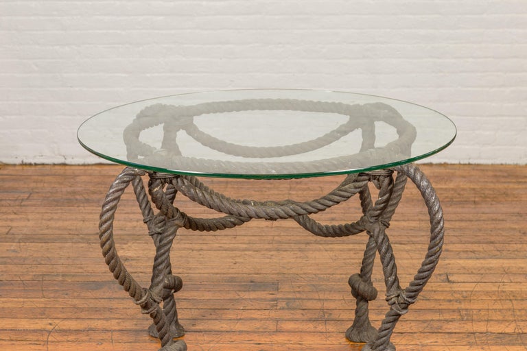Tall Contemporary Bronze Nautical Rope Maison Jansen Style Dining Table ...