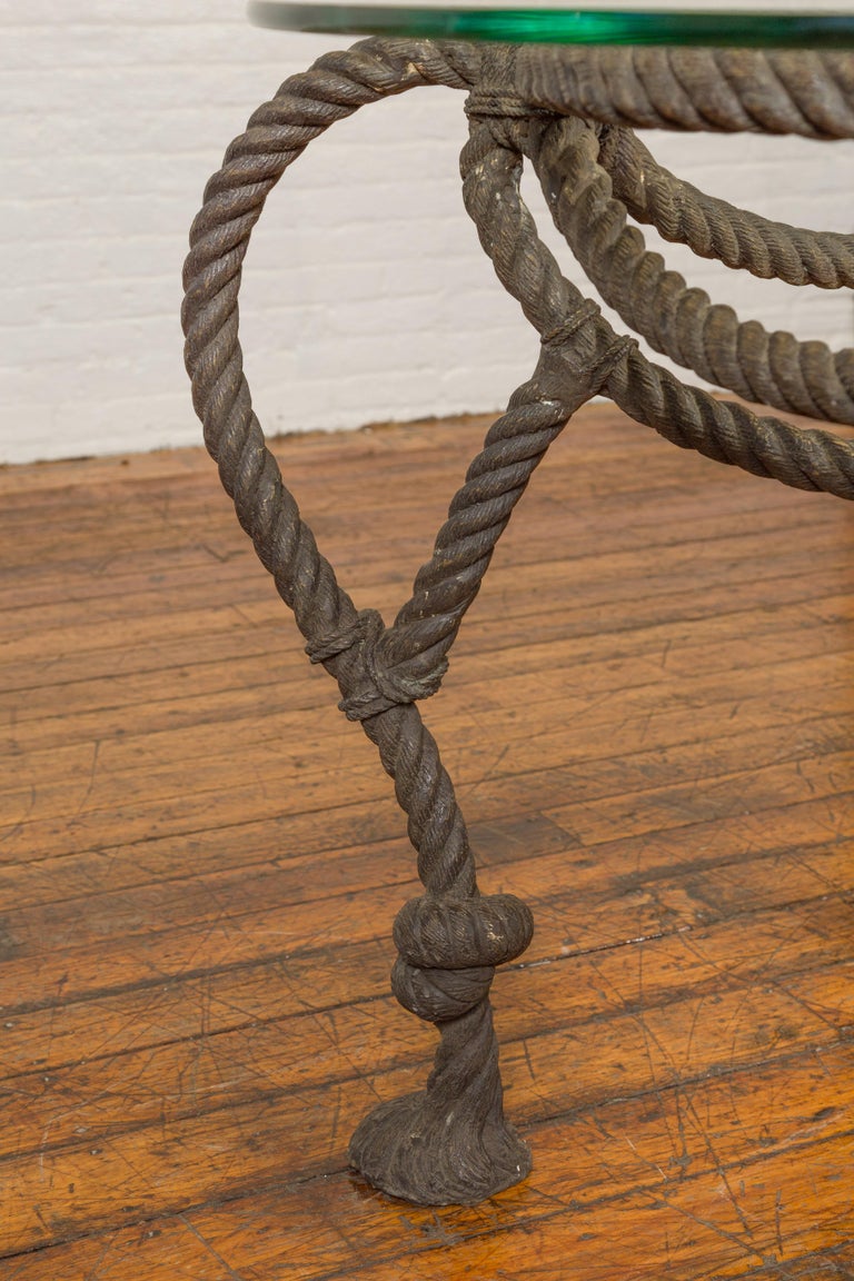 Tall Contemporary Bronze Nautical Rope Maison Jansen Style Dining Table ...