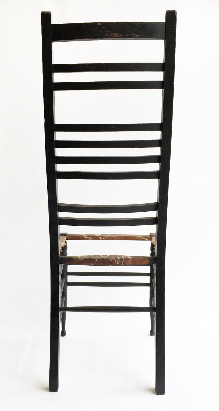 Tall Cottage Ladder Back Antique Wooden Chair For Sale at 1stDibs