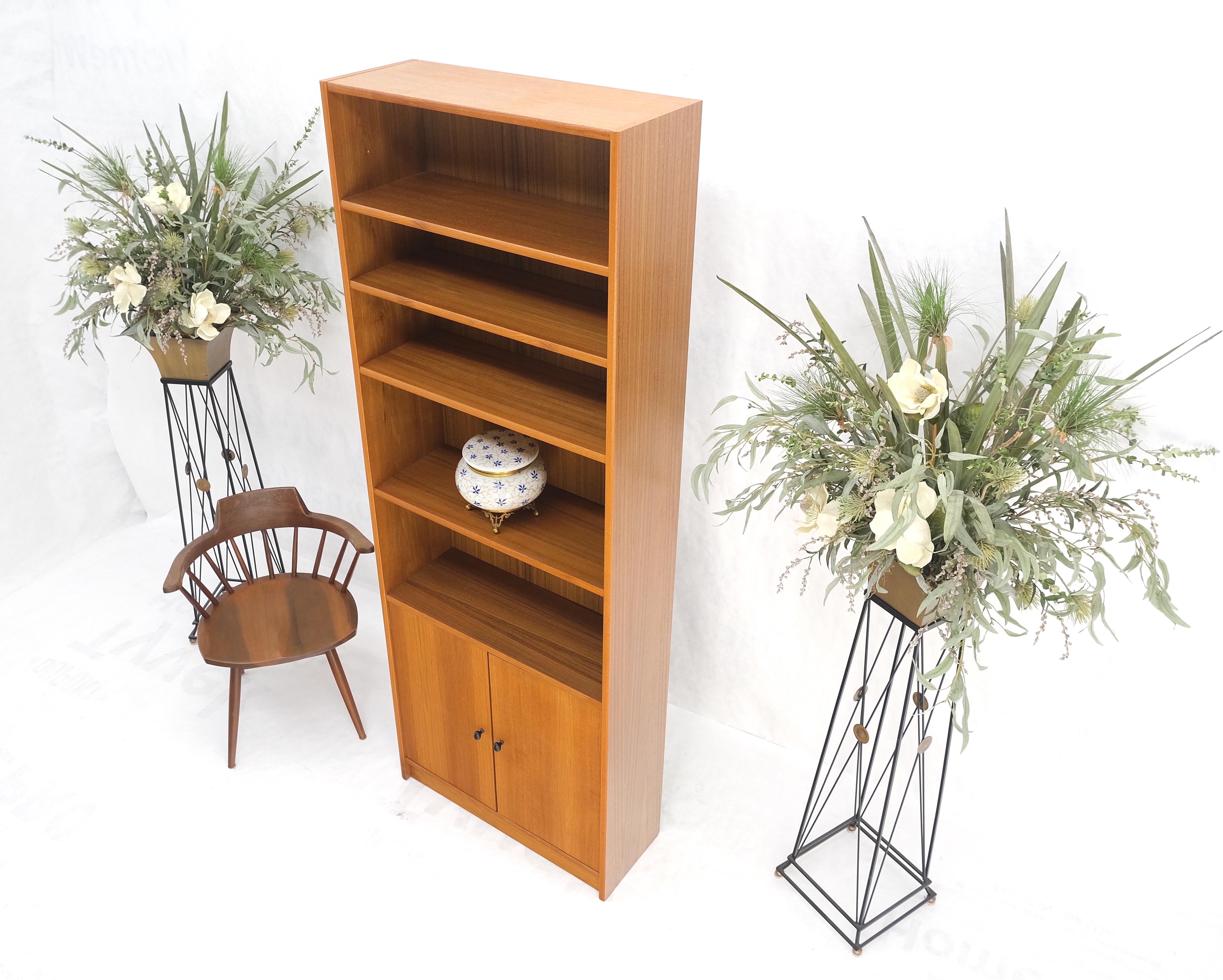 Tall Danish Teak Mid-Century Modern Bookcase Adjustable Shelves 2 Door ...