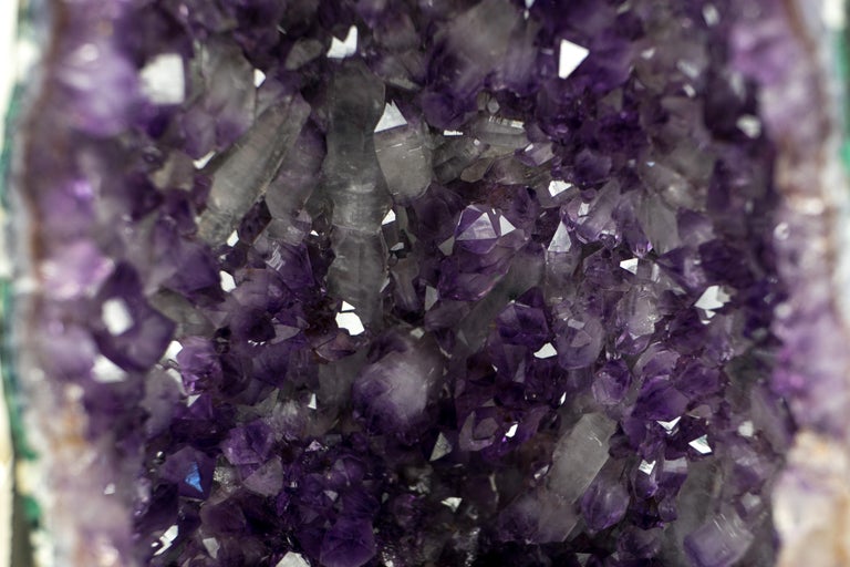 Tall Deep Purple Amethyst Crystal Geode Cathedral, with Rare Amethyst Druzy For Sale at 1stDibs