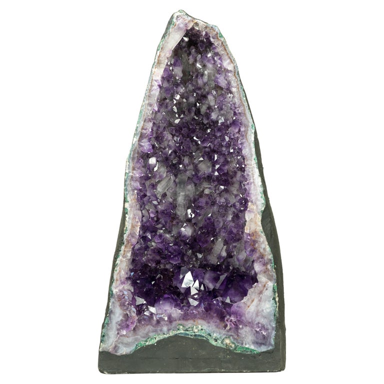 Tall Deep Purple Amethyst Crystal Geode Cathedral, with Rare Amethyst Druzy For Sale at 1stDibs