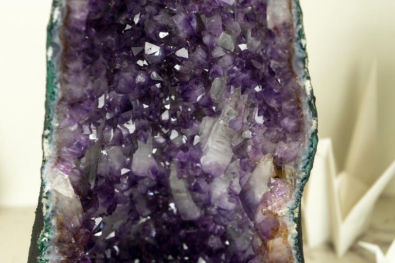 Tall Deep Purple Amethyst Crystal Geode Cathedral, with Rare Druzy Formation For Sale at 1stDibs