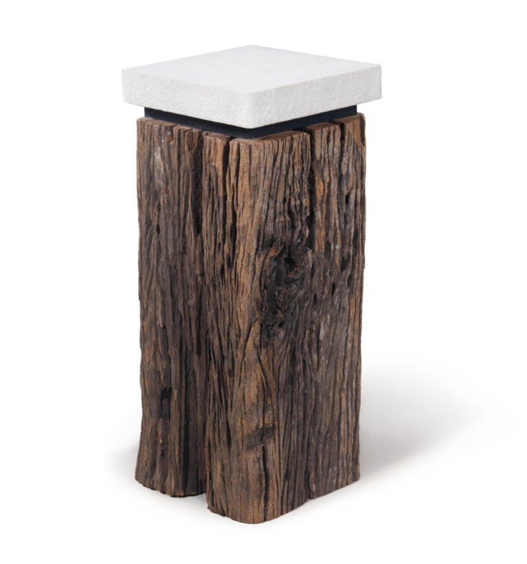 Tall Dutch Canal Post in Weathered Iron Wood For Sale at 1stDibs