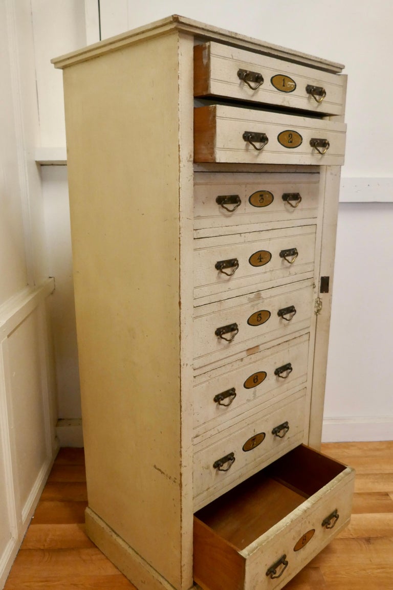 Tall Edwardian Painted Wellington Chest Filing Cabinet For Sale at 1stDibs