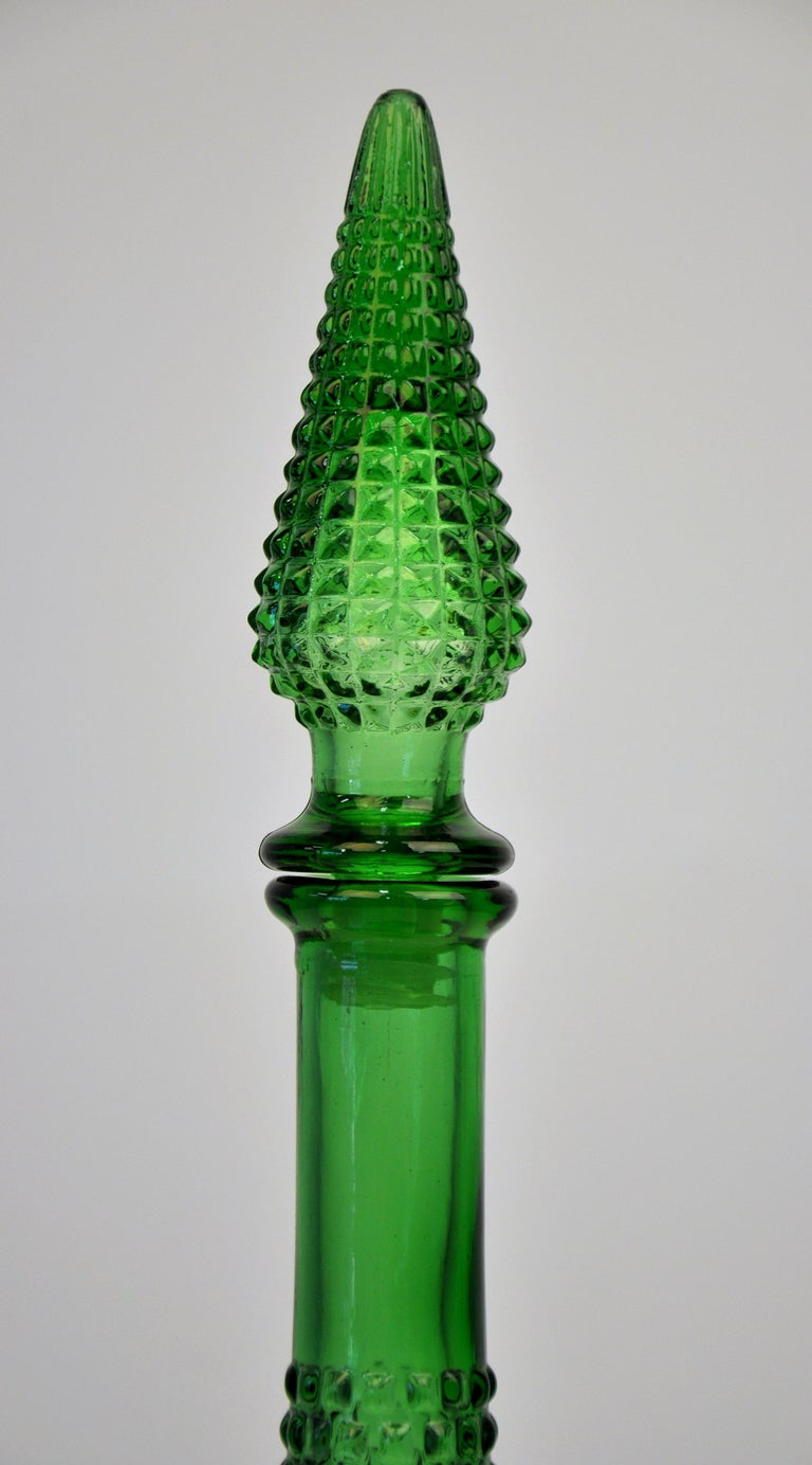 Emerald Green Empoli Glass Tall Decanter For Sale at 1stDibs | vintage ...