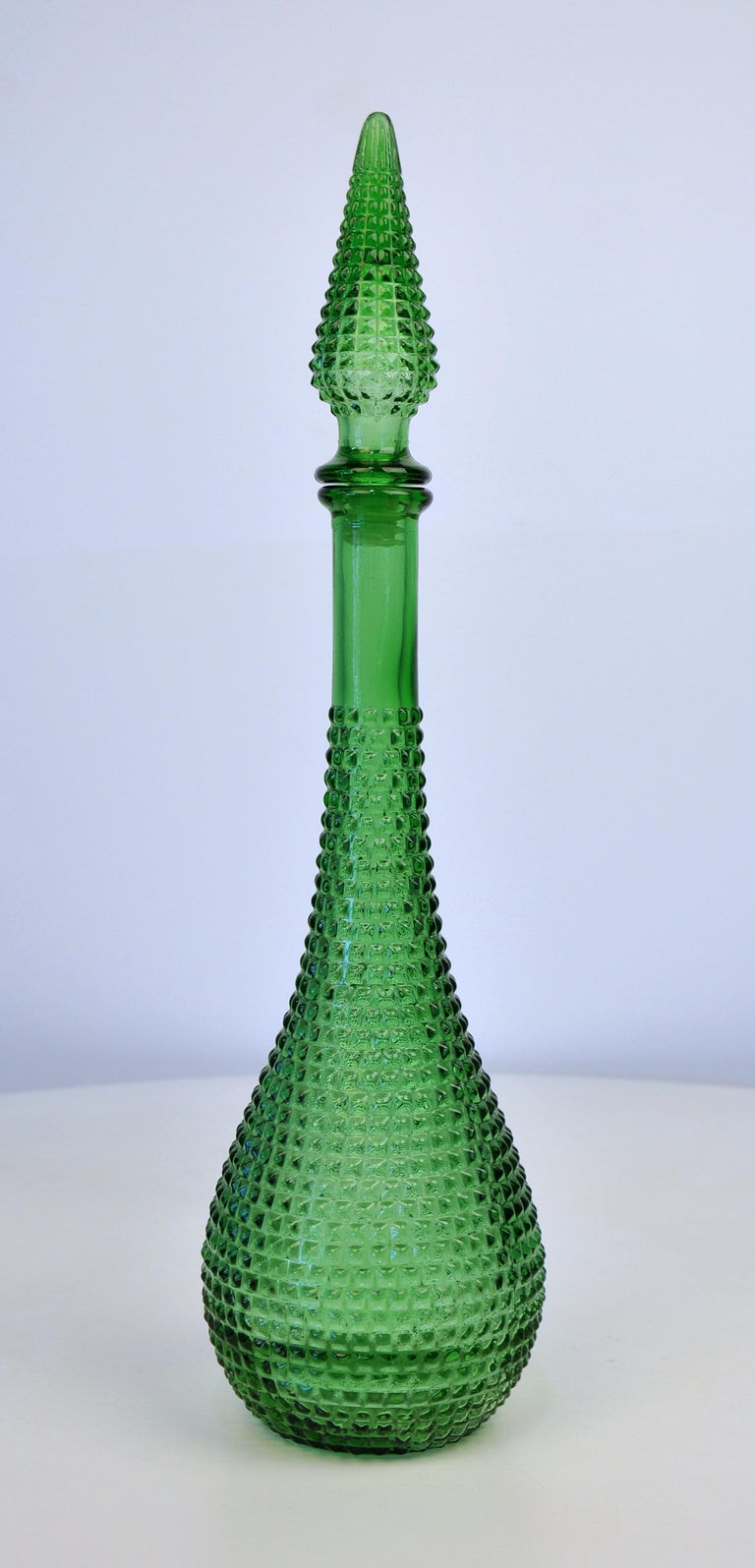 Emerald Green Empoli Glass Tall Decanter For Sale at 1stDibs | vintage ...
