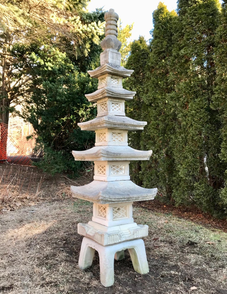 Tall English Cast Stone Pagoda Garden Centerpiece For Sale at 1stDibs ...
