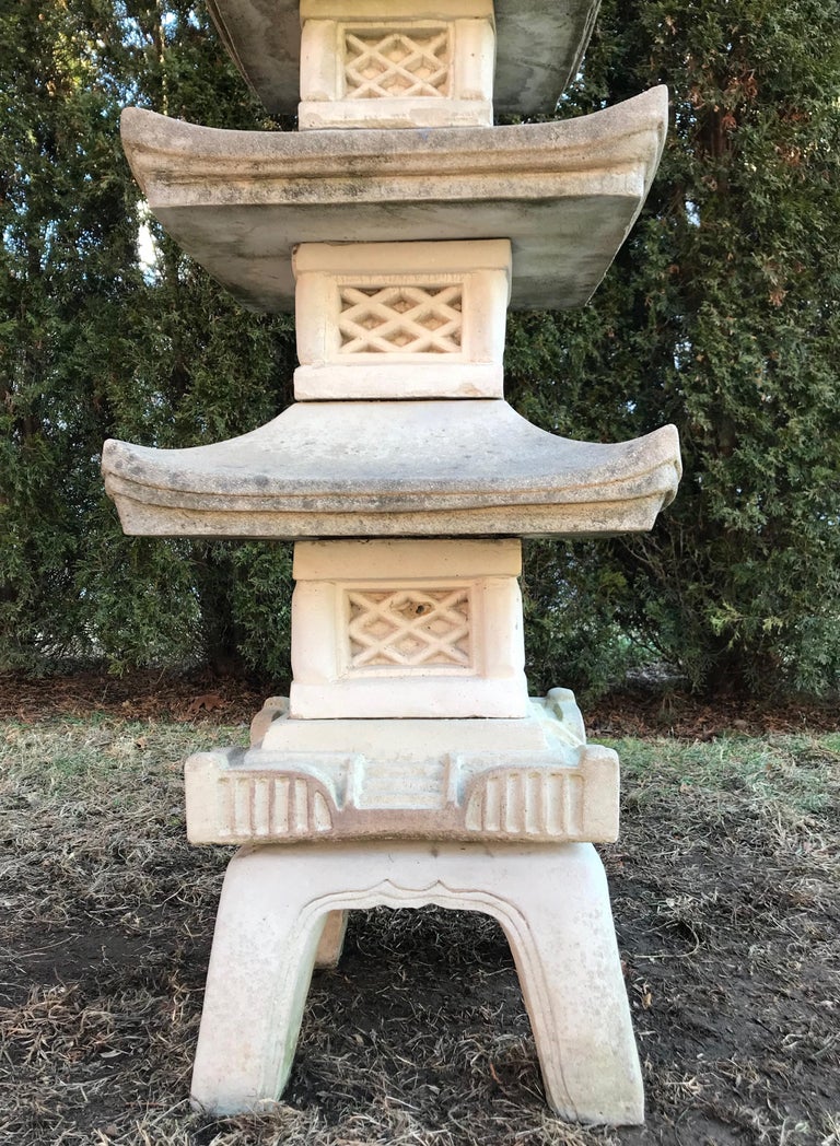 Tall English Cast Stone Pagoda Garden Centerpiece For Sale at 1stDibs ...