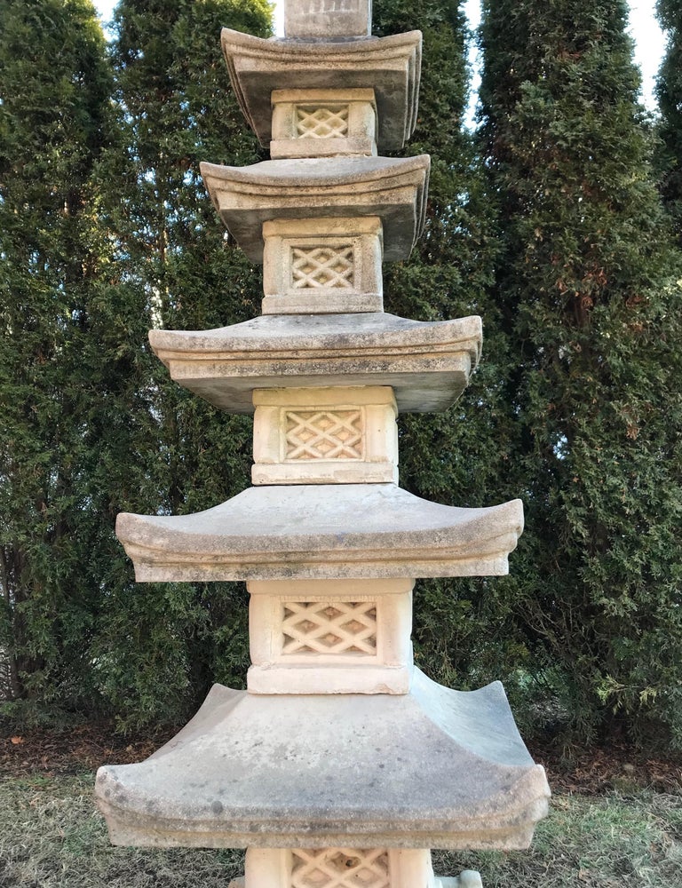 Tall English Cast Stone Pagoda Garden Centerpiece For Sale at 1stDibs ...