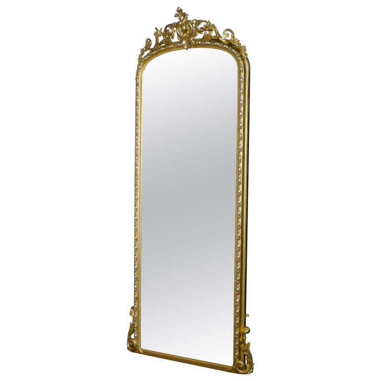 Tall French 19th Century Louis Philippe Wall Mirror Decorated in Silver ...
