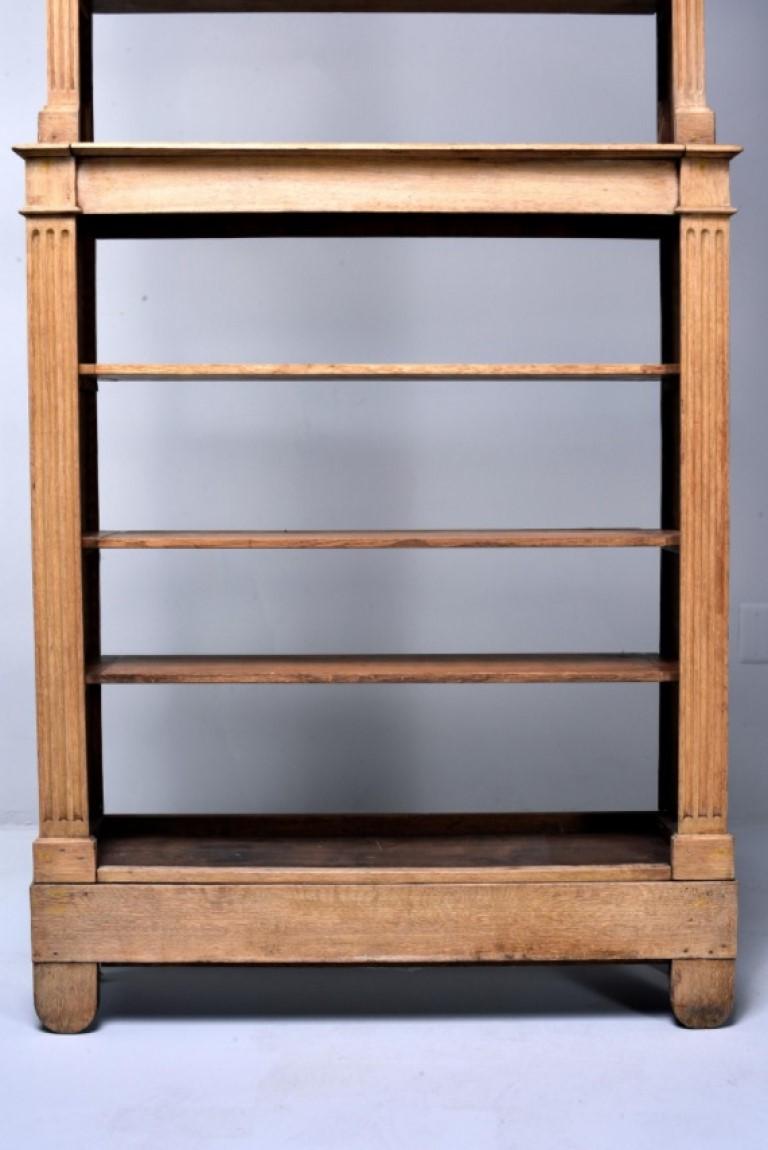 Tall French Bleached Oak Bookcase or Étagère with Adjustable Shelves ...