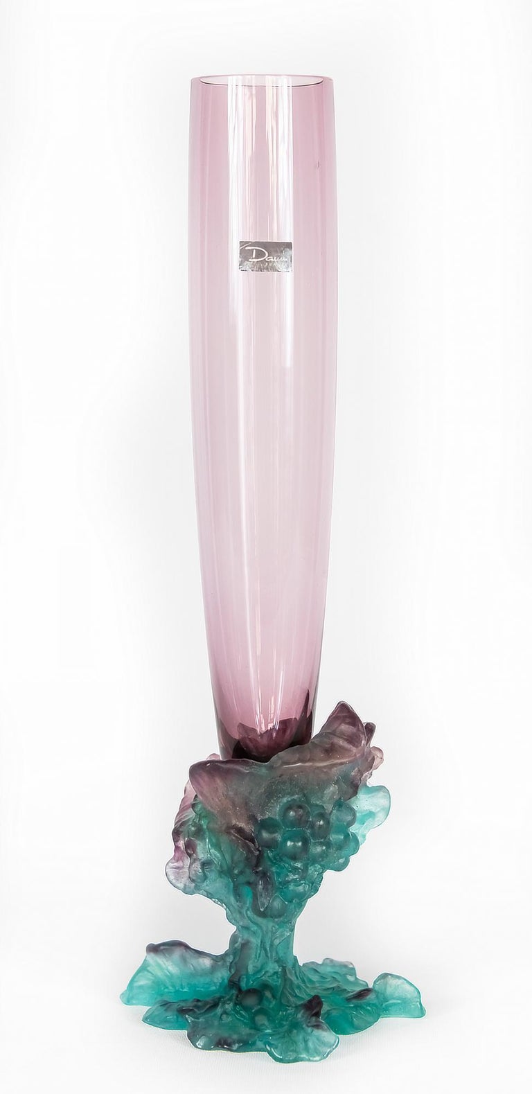 Tall French Daum Bacchus Green Amethyst Vase Pâté de Verre For Sale at ...