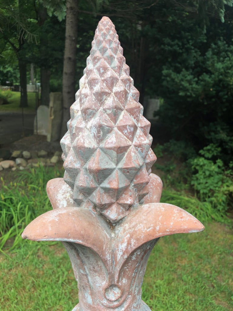 Tall French Fleurs-de-Lys Terracotta Finial on English Terracotta ...
