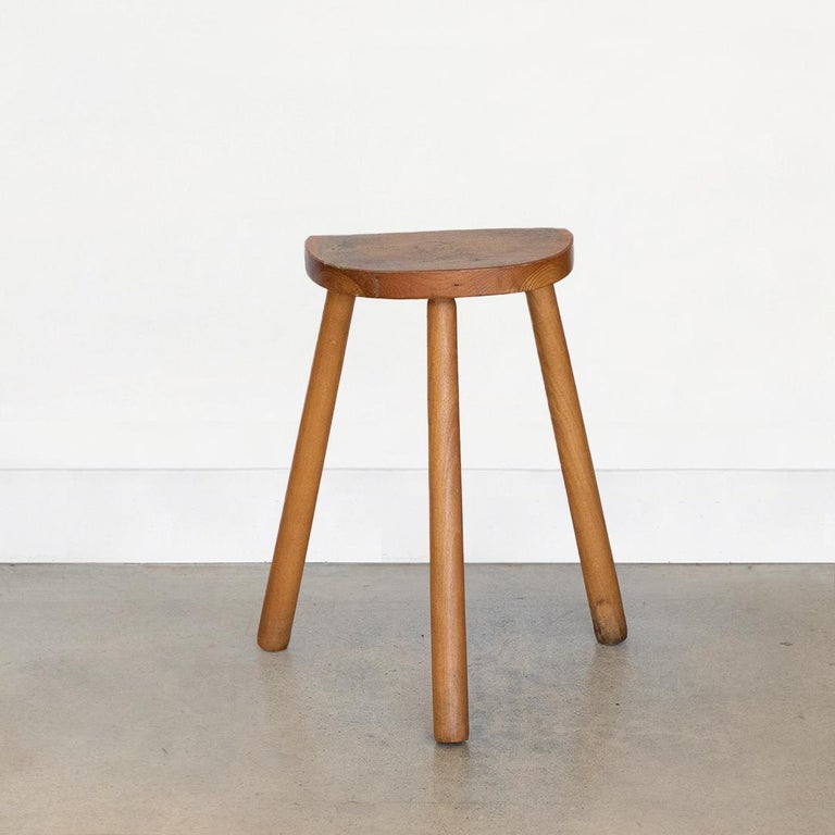 Tall French Light Oak Tripod Stool For Sale at 1stDibs