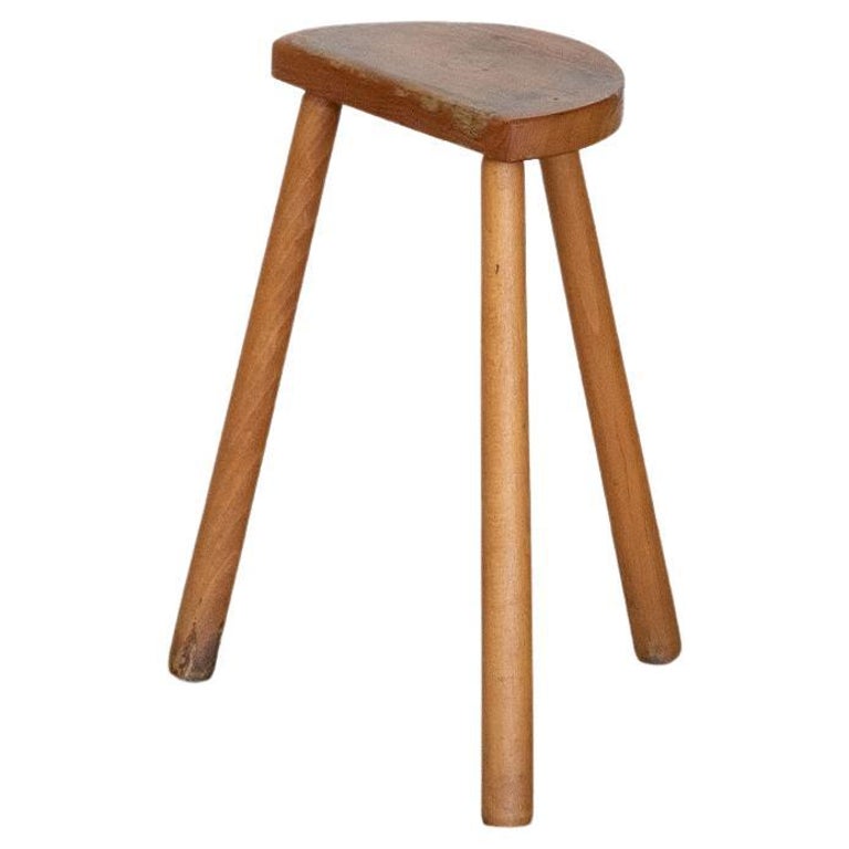 Tall French Light Oak Tripod Stool For Sale at 1stDibs